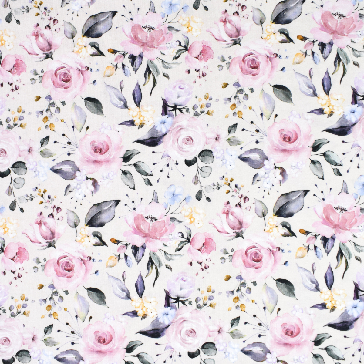 Tissu jersey de coton Roses Fräulein von Julie, beige clair | Tissus ...