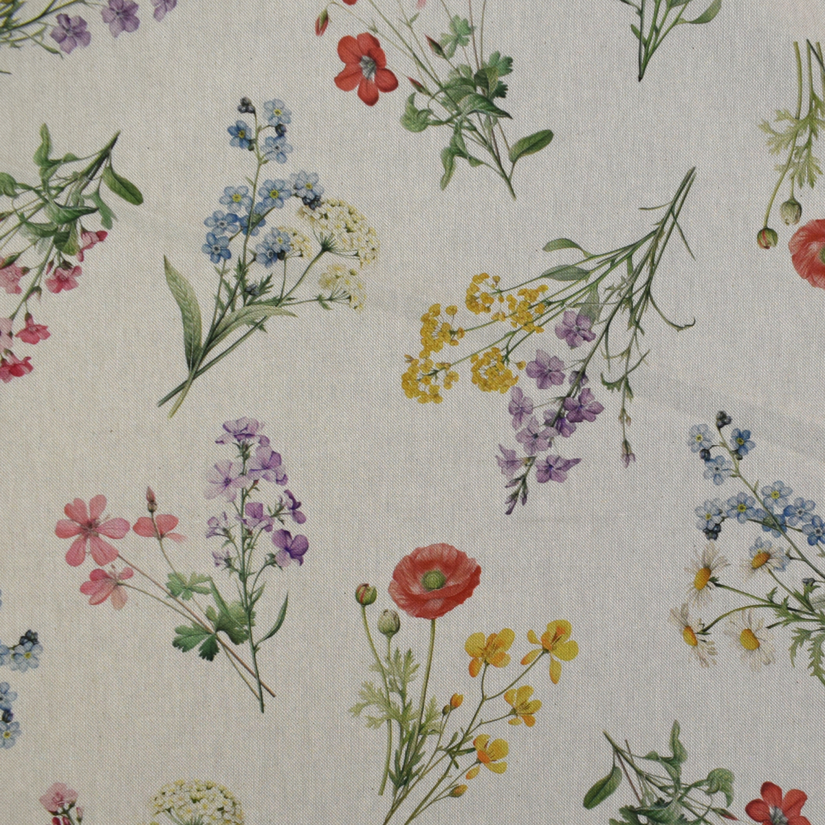 Tissu déco semi panama Floral Field, naturel | Tissus Hemmers