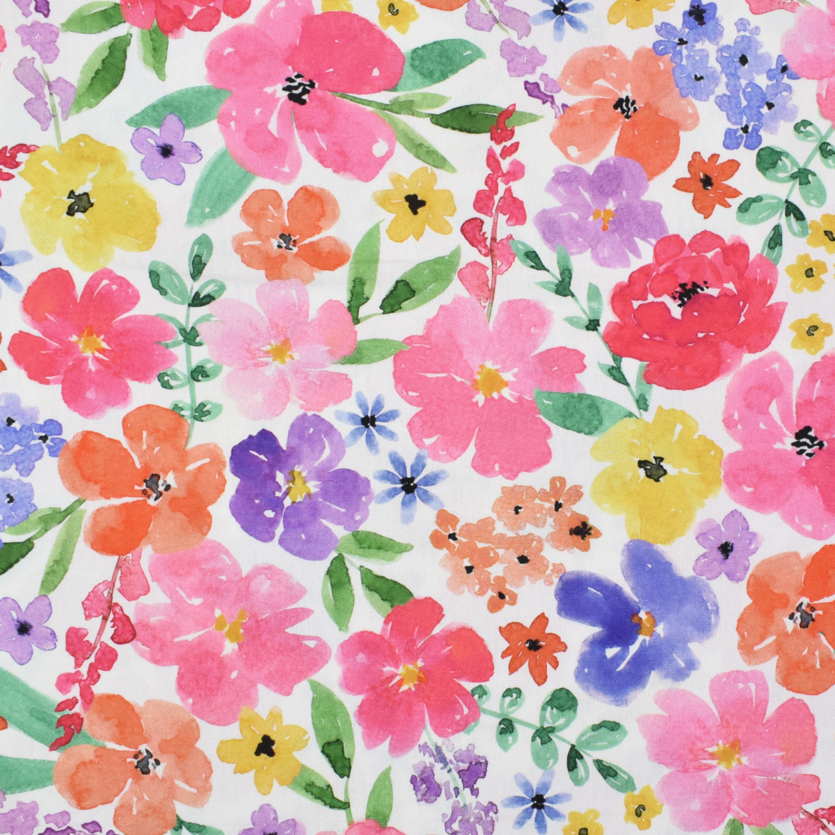 Tissu déco semi panama Floral Party, blanc | Tissus Hemmers