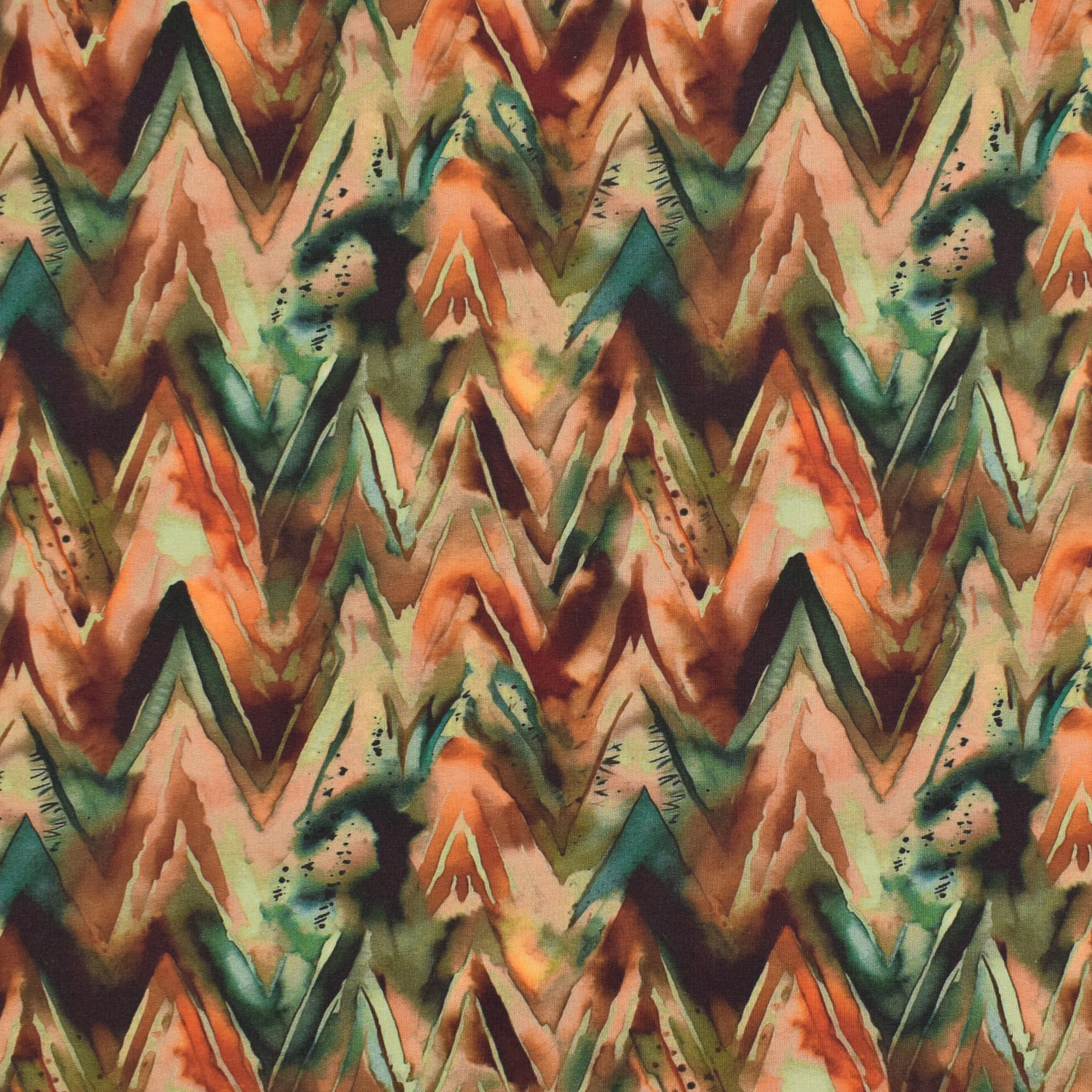 Tissu french terry Zig zag Watercolour Triangle, terracotta | Tissus ...
