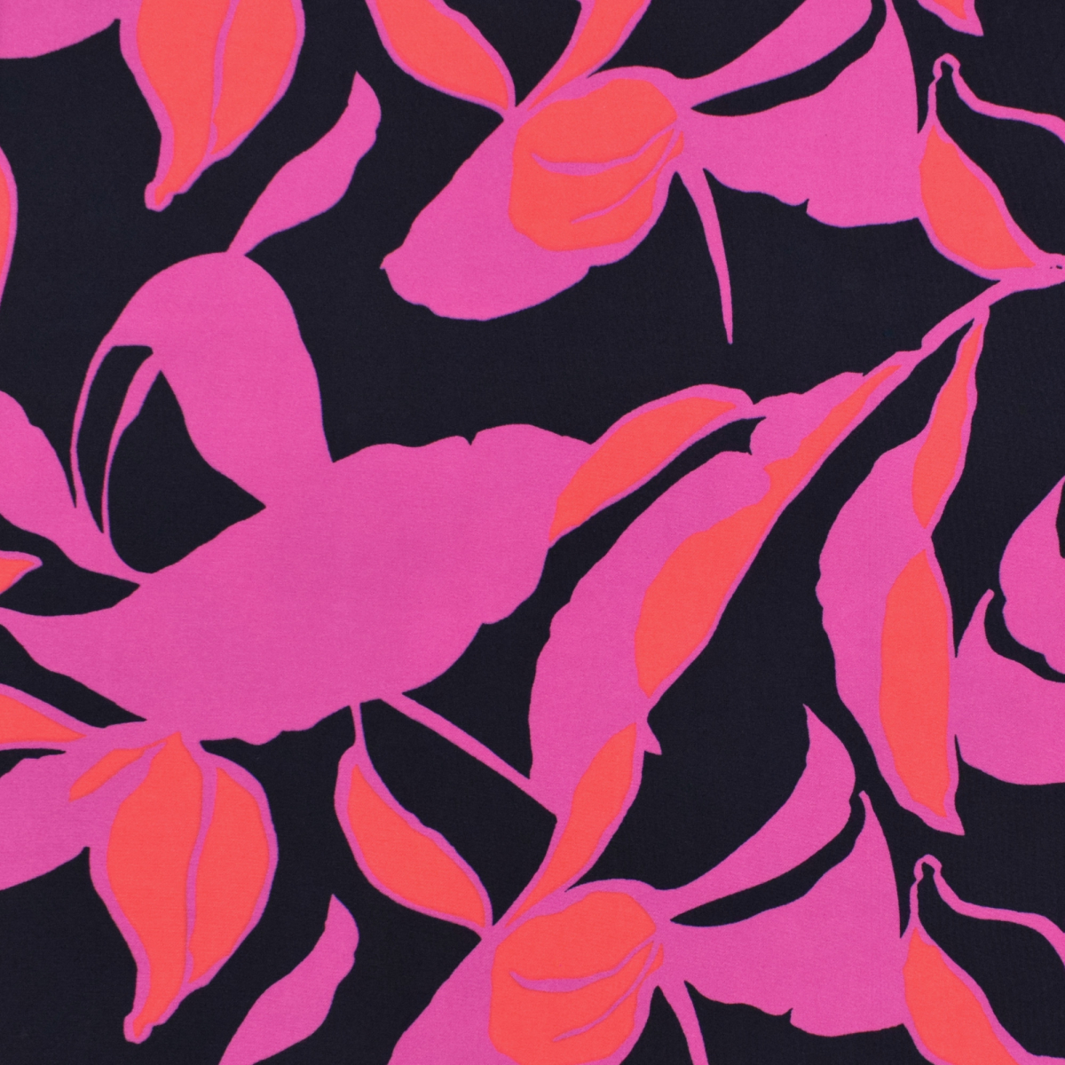 Tissu viscose sergé twill Color Feuilles Leaves My Image, rouge magenta ...