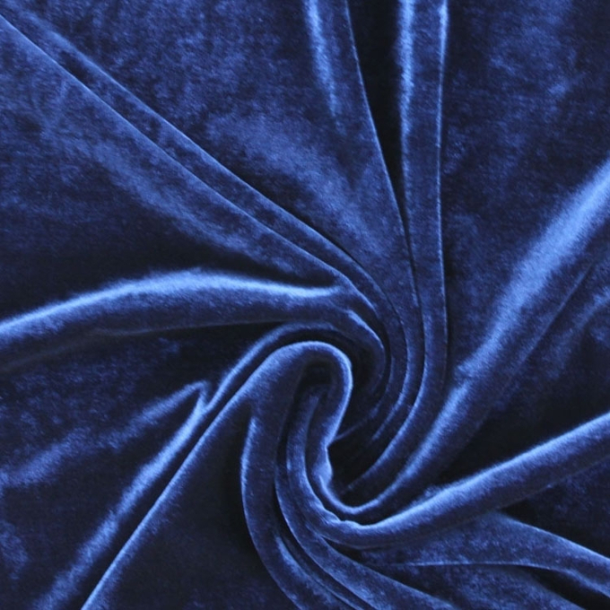 Échantillon:Tissu velours stretch, bleu | Tissus Hemmers