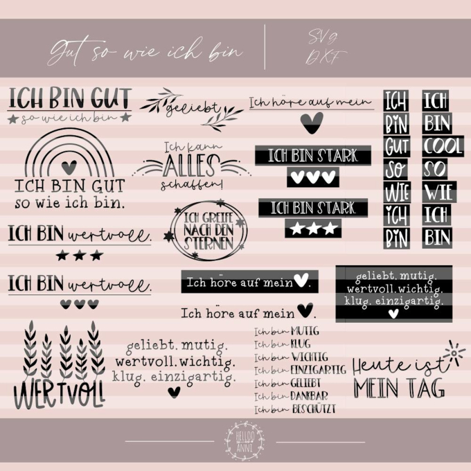 Plotterdatei Helloo Anni, Gut so wie ich bin, german | Fabrics Hemmers