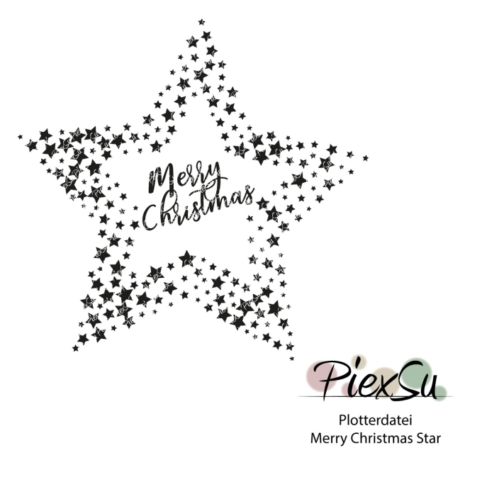 Plotterdatei PiexSu Merry Christmas Star, duits | Stoffen Hemmers