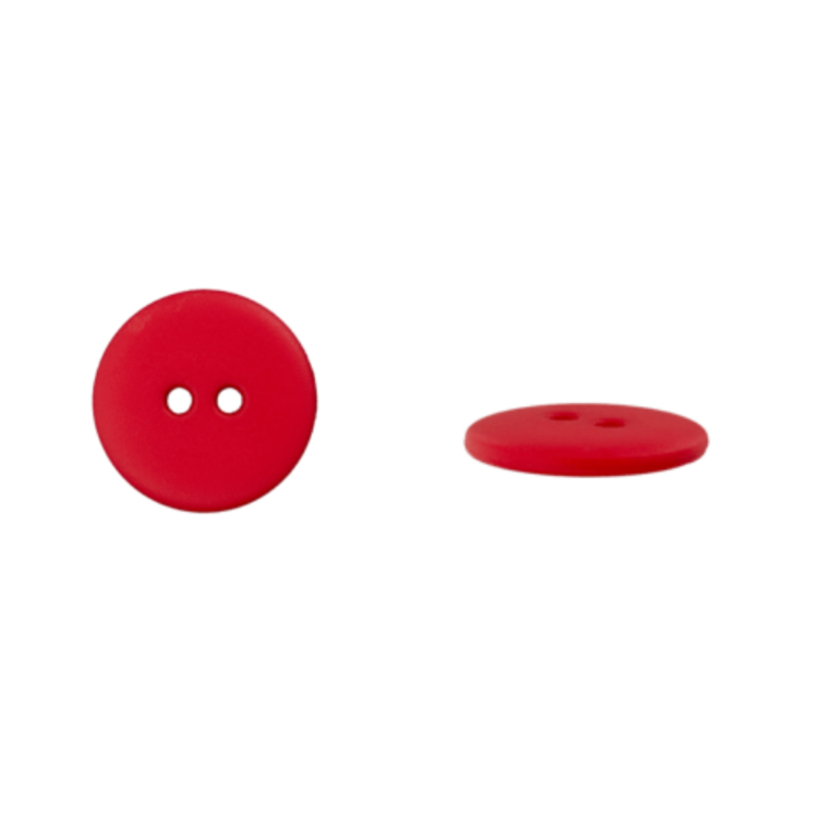 2-Hole-Button Standard red, 15 mm /Stck. | Fabrics Hemmers