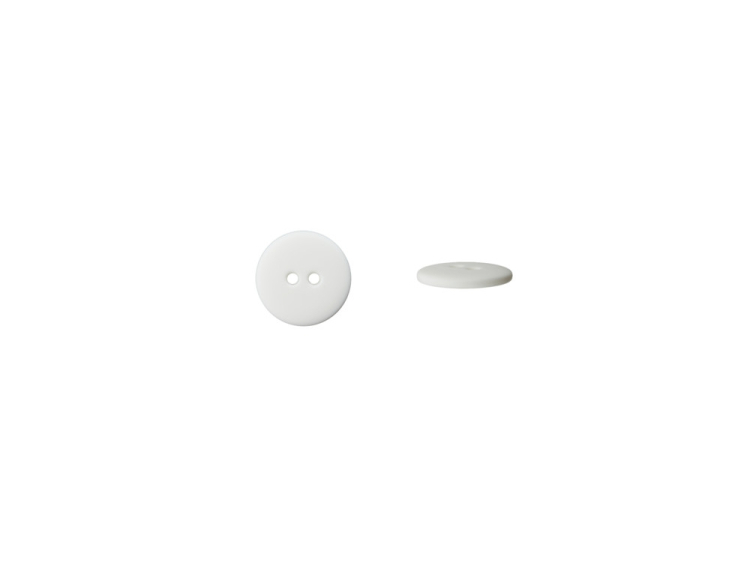 2-Hole-Button Standard white, 15 mm /Stck. | Fabrics Hemmers
