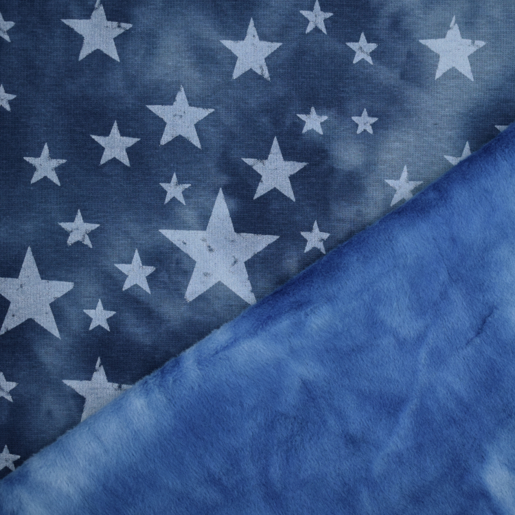 Alpenfleece Batik Stars, dunkelblau | Stoffe Hemmers