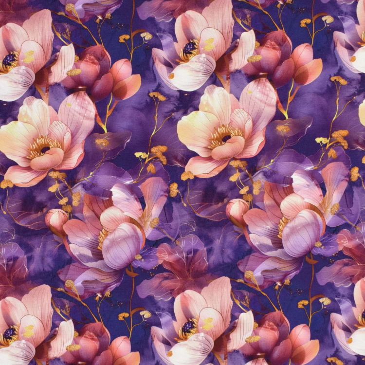 Bambus Jersey Poppy Flowers, lila | Stoffe Hemmers