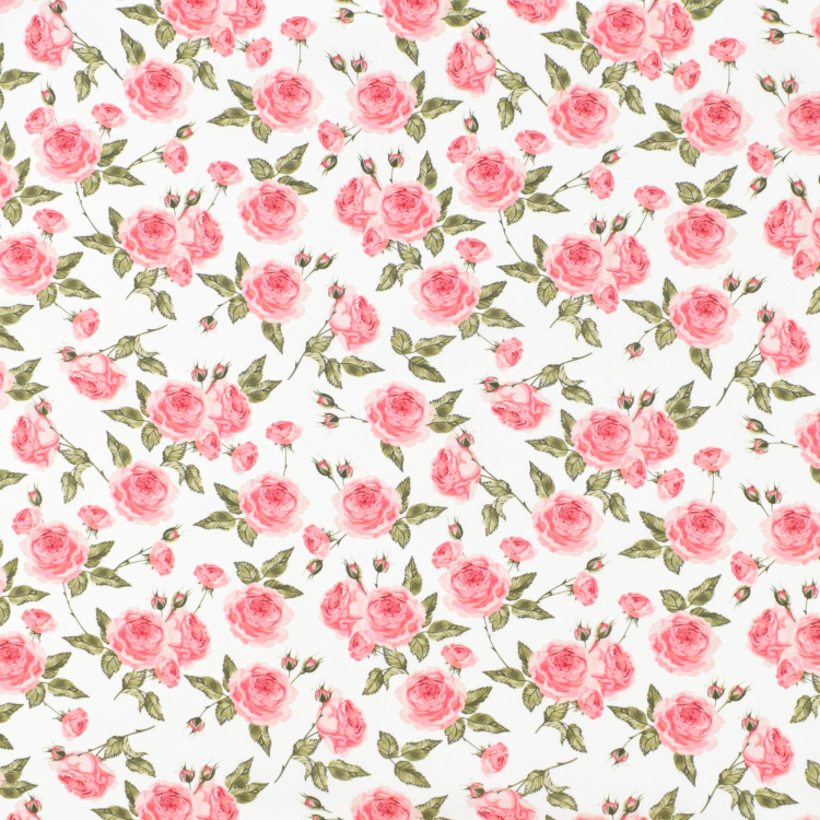 Popeline katoen rozen, wit | Stoffen Hemmers