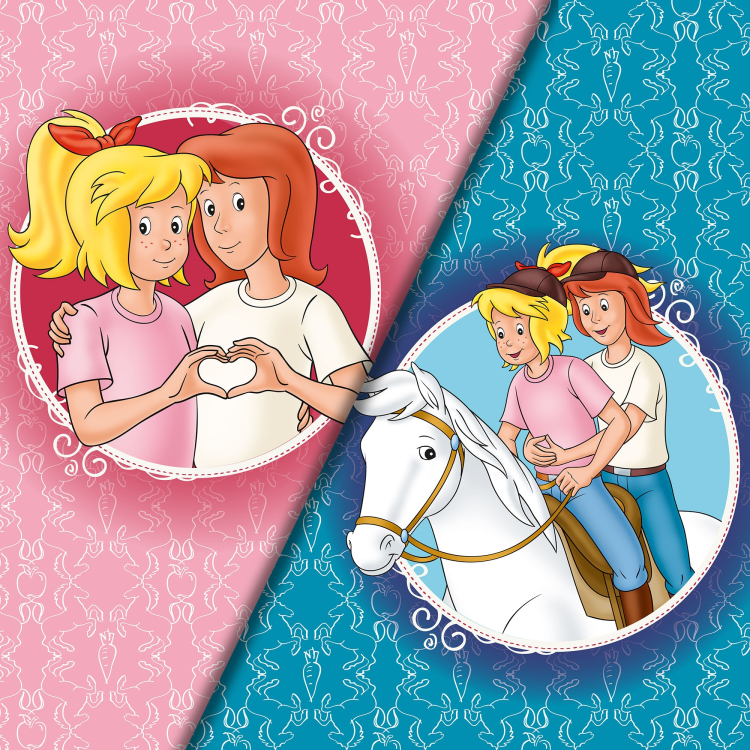 Exclusive cotton jersey, Bibi & Tina friends, panel 47 x 150 cm ...