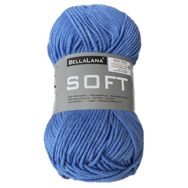 Pelote de laine polyacrylique & coton BellaLana SOFT, 50g, bleu ...