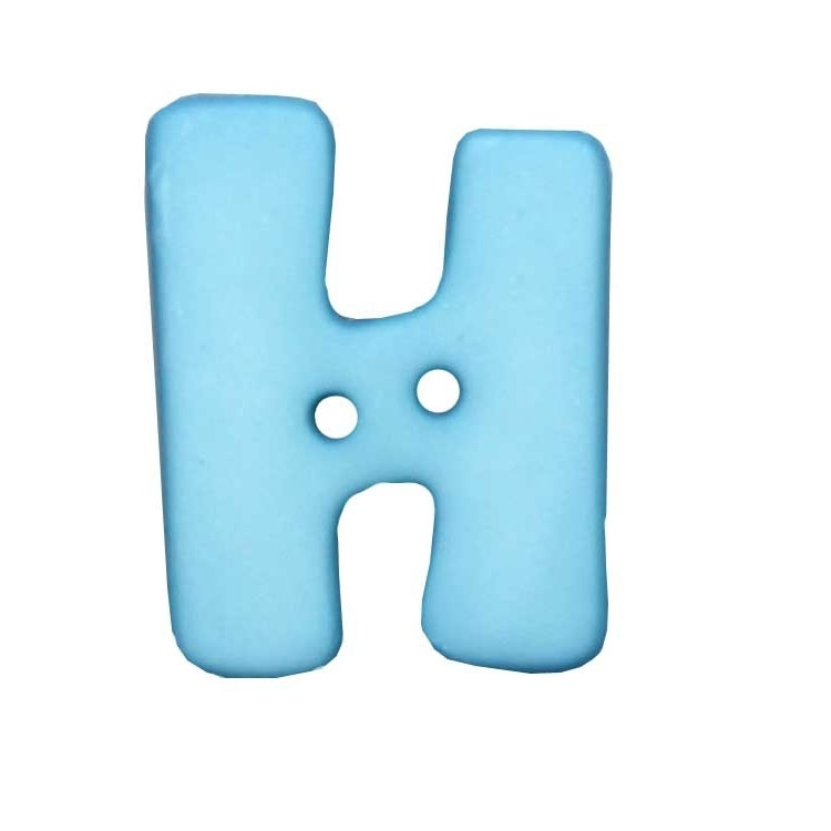 Button letter H, light blue | Fabrics Hemmers
