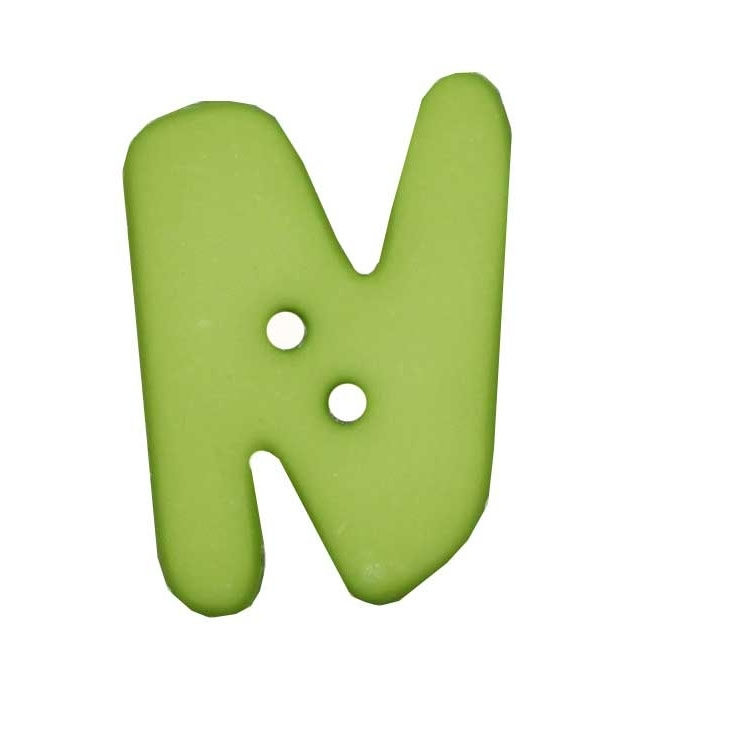 Bouton Lettre, N, vert clair | Tissus Hemmers