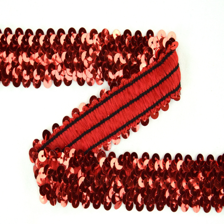 Elastic sequined border 30 mm red | Fabrics Hemmers