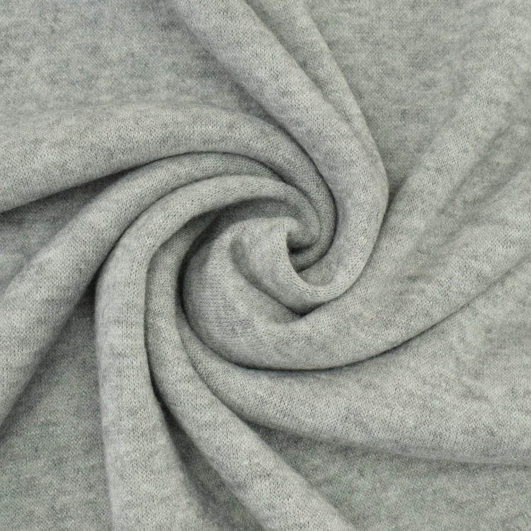 Fine knit fabric double face melange, light grey | Fabrics Hemmers
