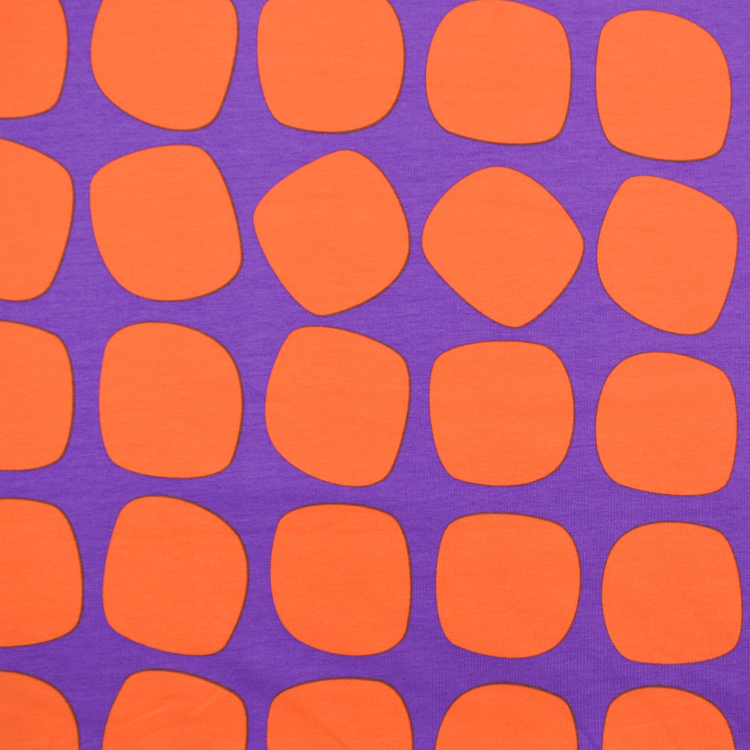 French Terry opgeruwd Retro Dots, oranje | Stoffen Hemmers