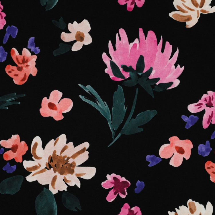 Tissu french terry Nerida Hansen Colette, noir | Tissus Hemmers