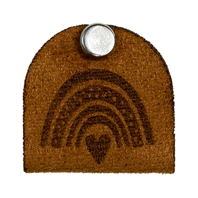 Kunstleder Knick-Label mit Schraube Regenbogen, hellbraun | Stoffe Hemmers