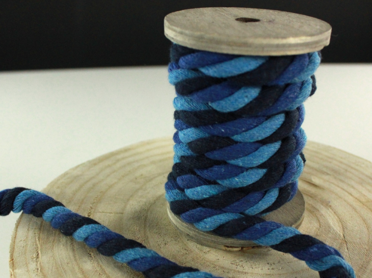 Mega Multicolour drawstring twisted, blue, dark blue 12mm | Fabrics Hemmers
