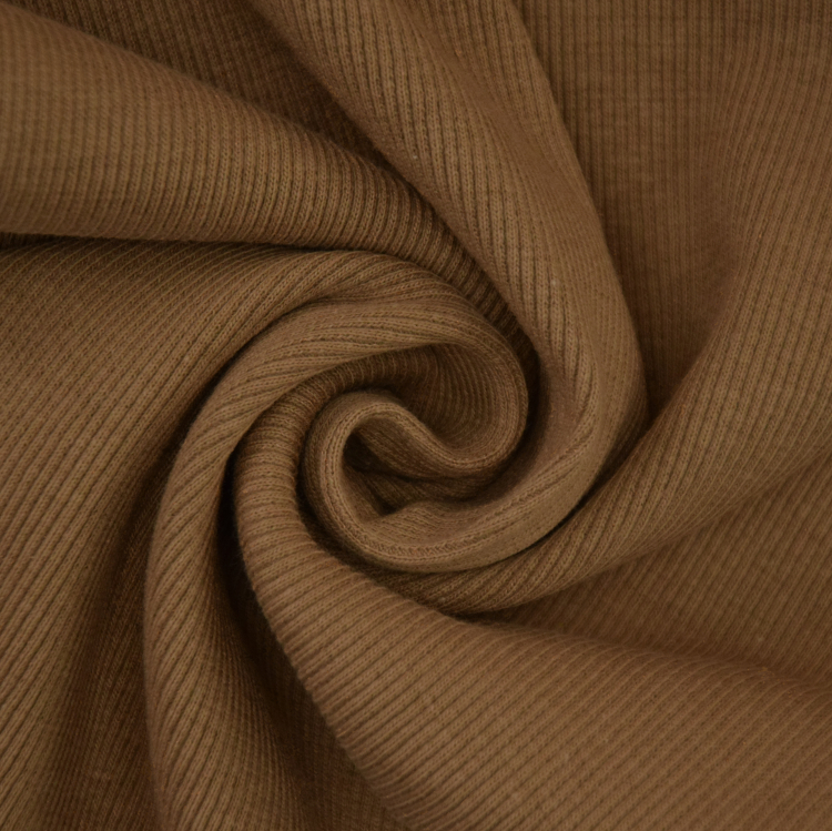 Sample: Cuff fabric ribbed, light brown | Fabrics Hemmers