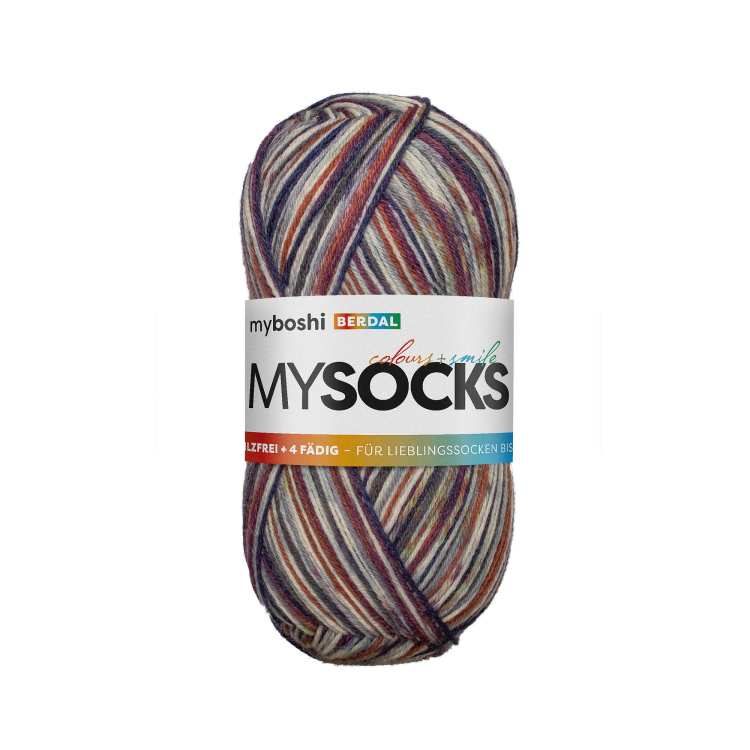 myboshi mysocks 4-thread sock yarn Berdal 100g, red-grey | Fabrics Hemmers