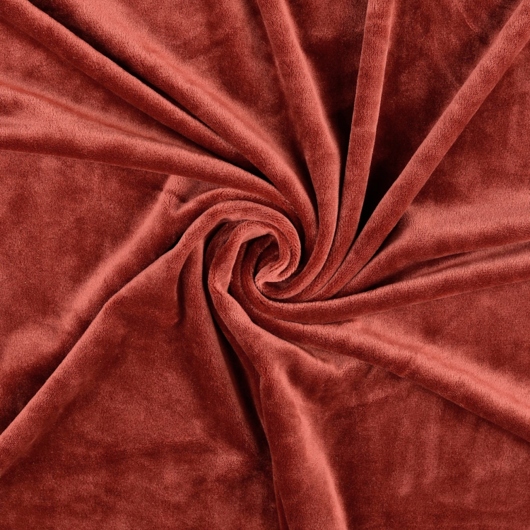 Nicki fabric Ice Velvet Cloudy, rust red | Fabrics Hemmers