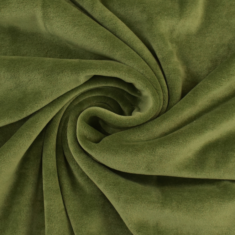 Velours Nicky vert olive clair | Tissus Hemmers