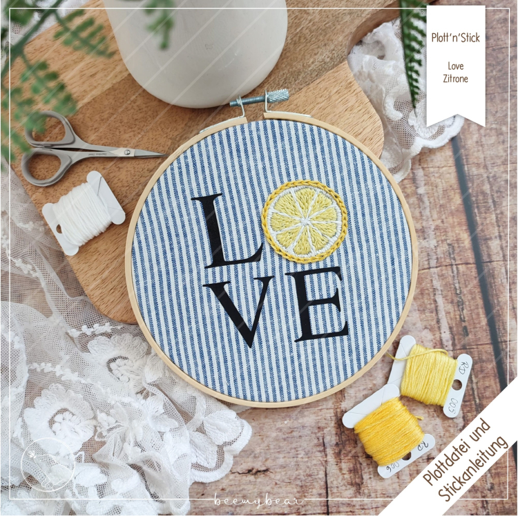 Plotter- und Stickdatei beemybear Plott'n'Stick Love Zitrone | Stoffe Hemmers