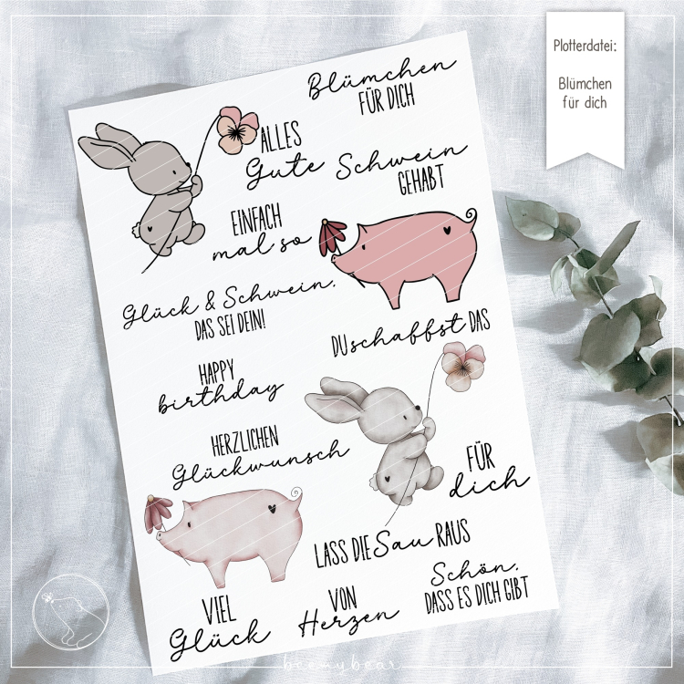 Plotterdatei beemybear Blümchen für dich | Stoffe Hemmers