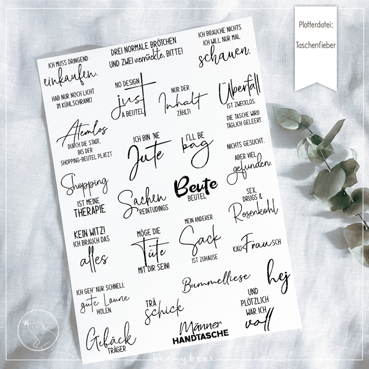 Plotterdatei beemybear Taschenfieber | Stoffe Hemmers