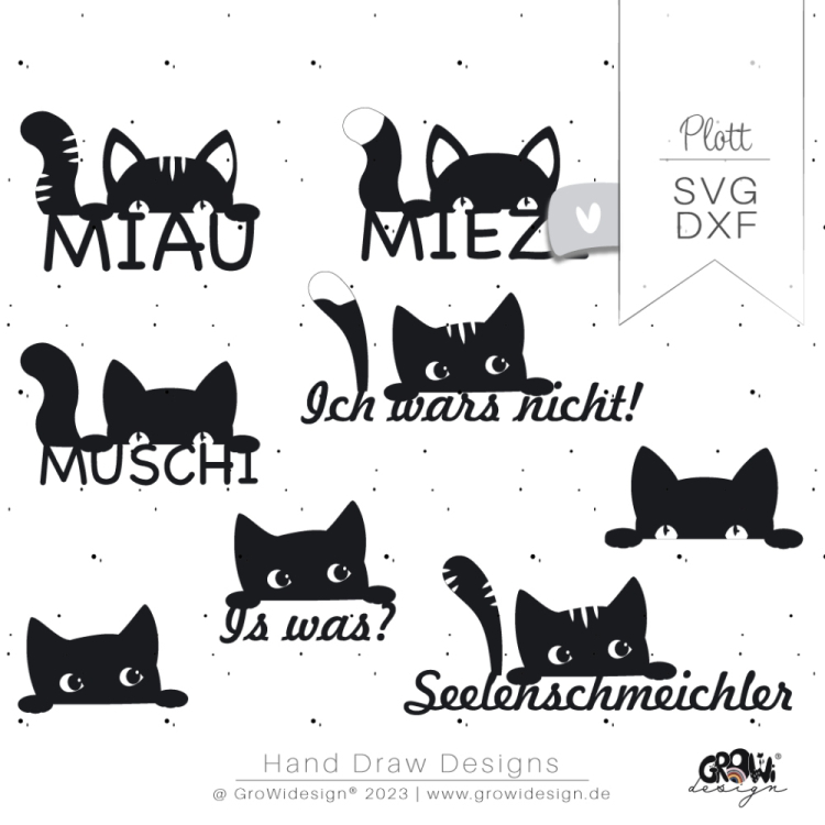 Plotterdatei GroWiDesign Katzen Baukasten, german | Fabrics Hemmers