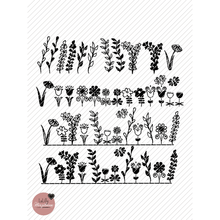 Plotterdatei LaLilly Herzileien Skandi Blumen, duits | Stoffen Hemmers