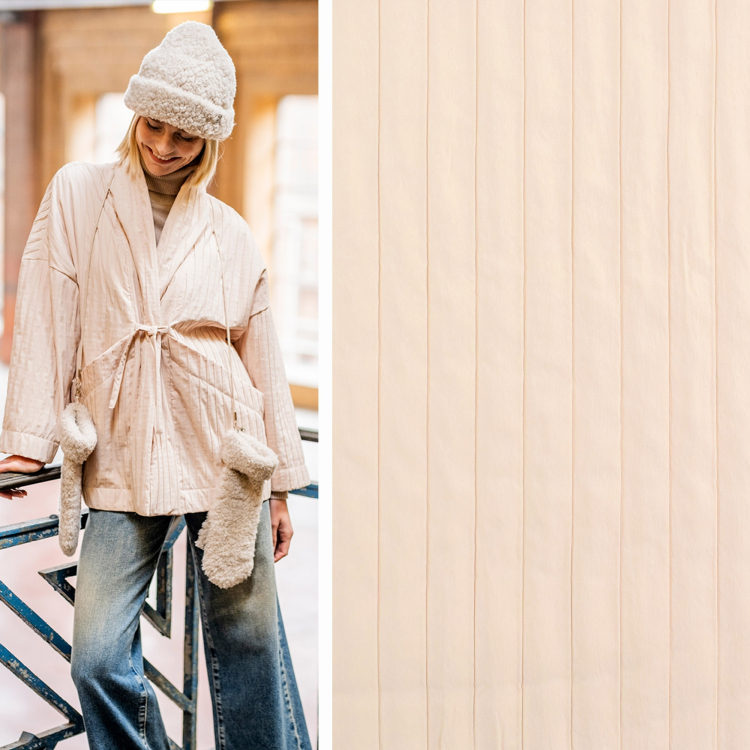 Polyester Mix 3D Stripes Fibre Mood, lichtbeige | Stoffen Hemmers