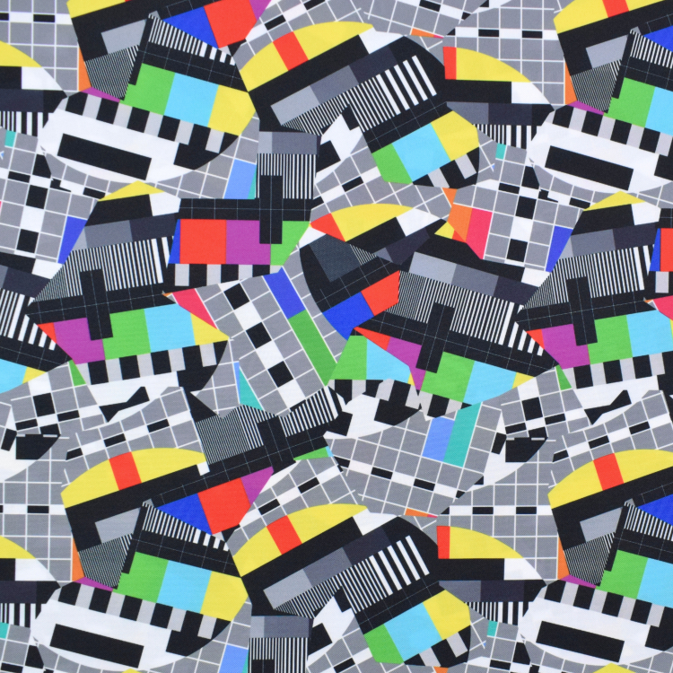 Polyester fabric TV interference picture, grey | Fabrics Hemmers