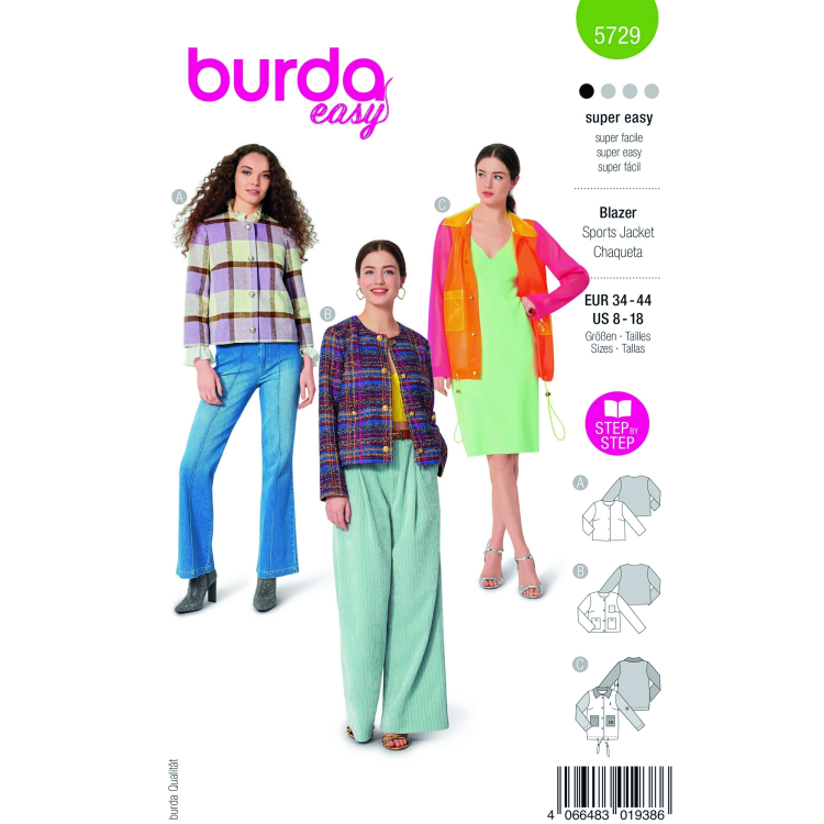 Patron Burda 5729 blazer femme, en français | Tissus Hemmers