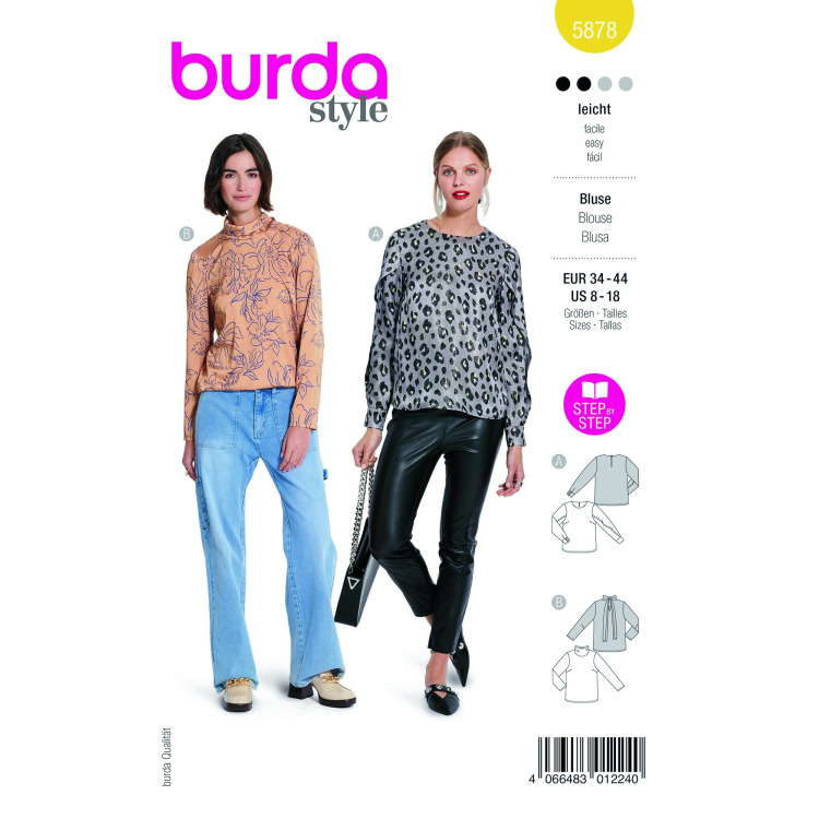 Patron Burda 5878 chemisier femme, en français | Tissus Hemmers