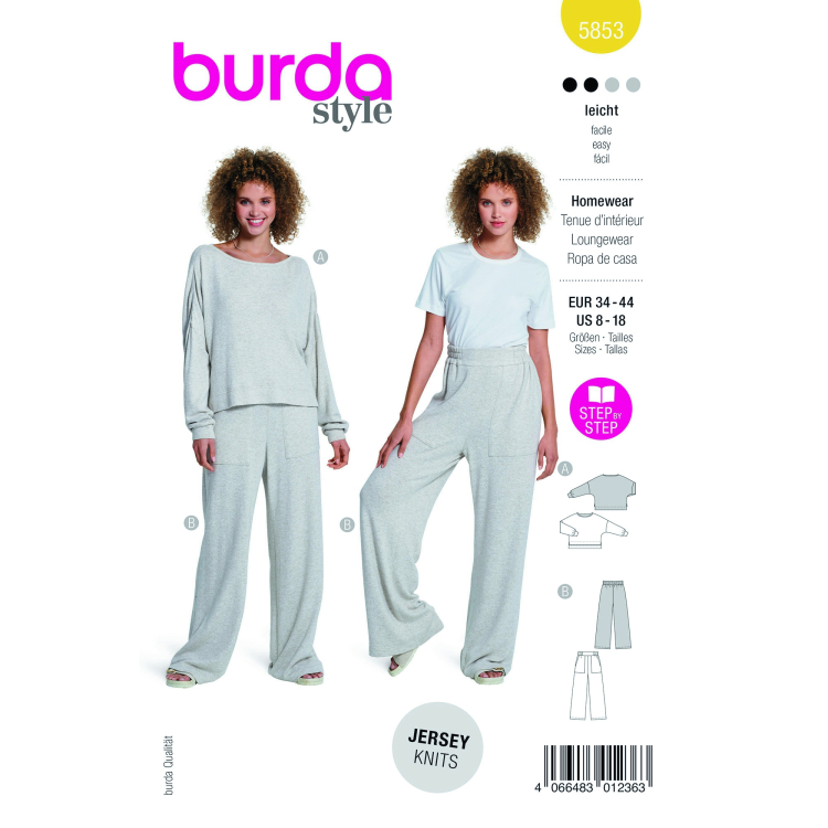 Patron Burda 5853 tenue décontractée femme, en français | Tissus Hemmers