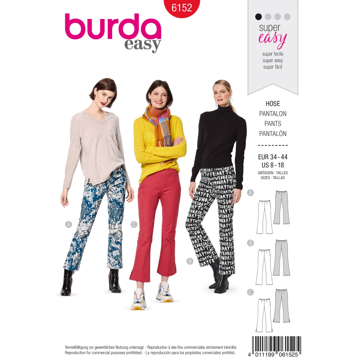 Patron Burda 6152 Pantalon, en français | Tissus Hemmers