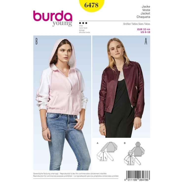 Naaipatroon jas, Burda 6478, Dui/En/Fr | Stoffen Hemmers