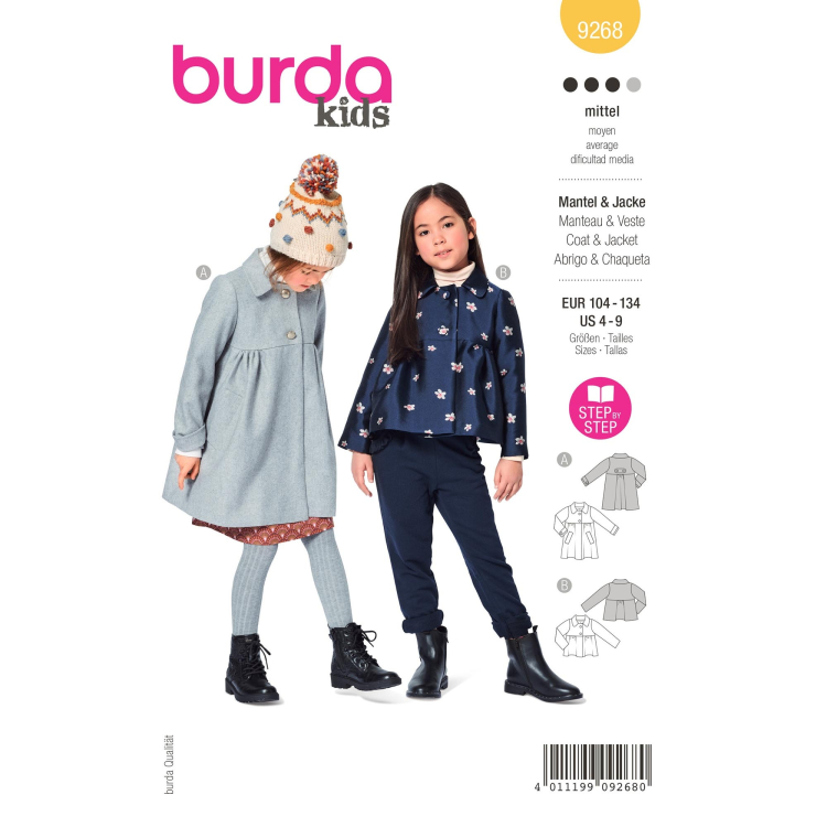 Naaipatroon jas en vacht, Burda Kids 9268 | Stoffen Hemmers