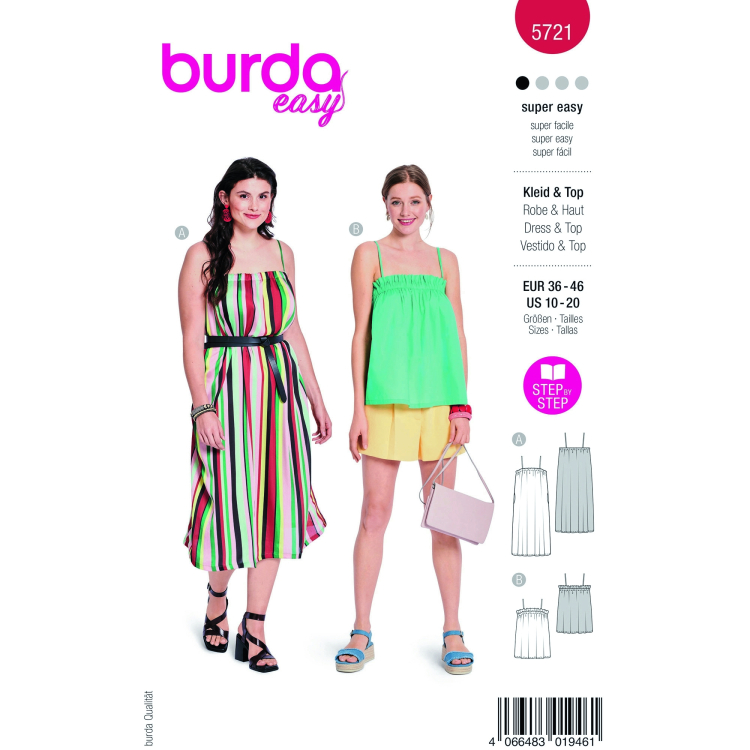Sewing pattern Burda 5721 Dress & Top, En/Ger/Fr | Fabrics Hemmers