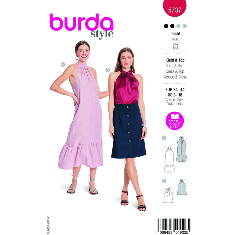 Patron Burda 5737 robe & top femme, en français | Tissus Hemmers