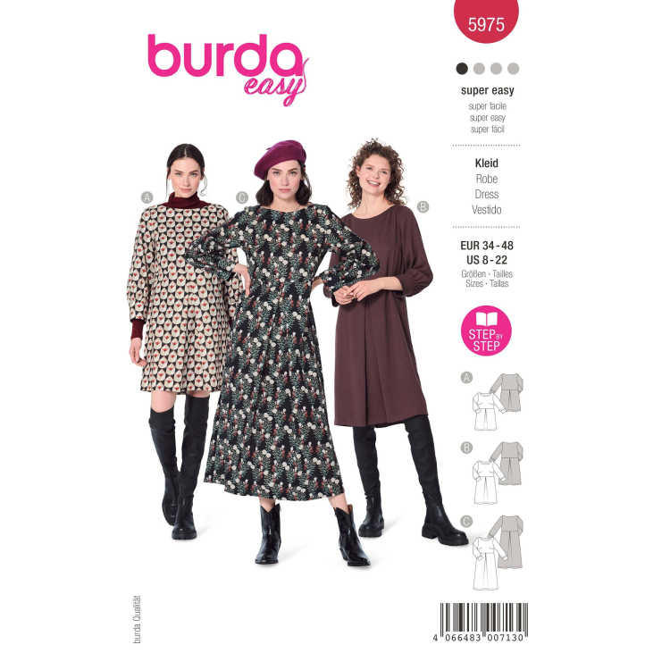 Sewing pattern dress, Burda 5975 | Fabrics Hemmers