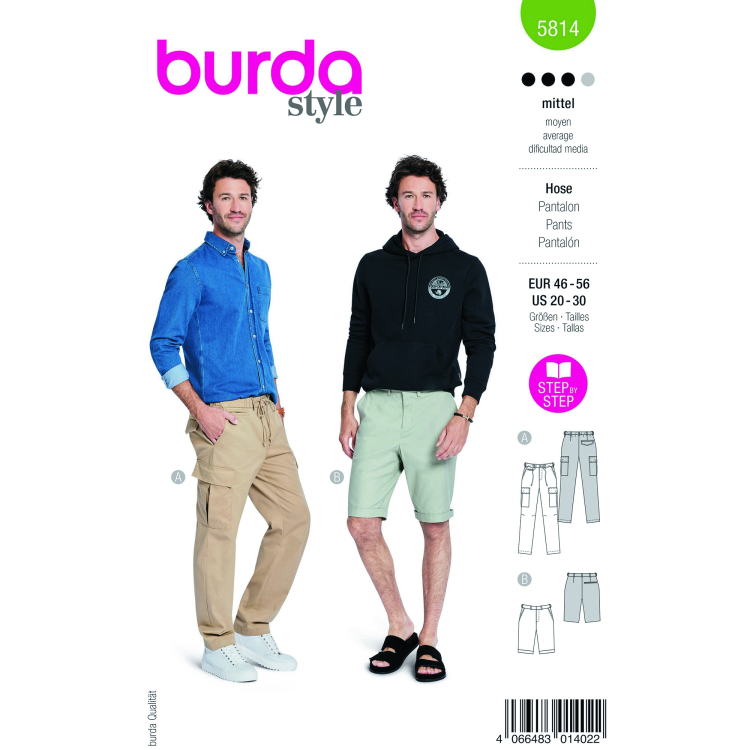 Patron Burda 5814 pantalon / short homme, version papier, en français ...