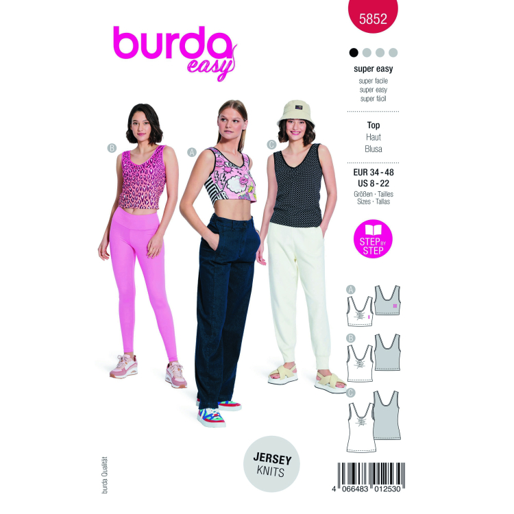 Sewing pattern top, Burda 5852 | Fabrics Hemmers