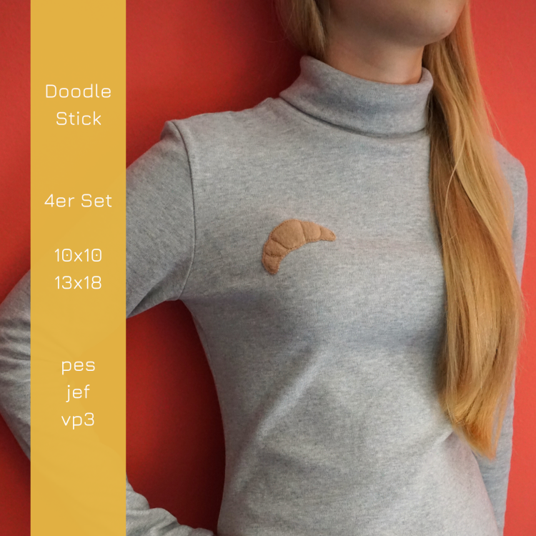 Stickdatei DIY Hunger Croissant Doodle Stick, german | Fabrics Hemmers