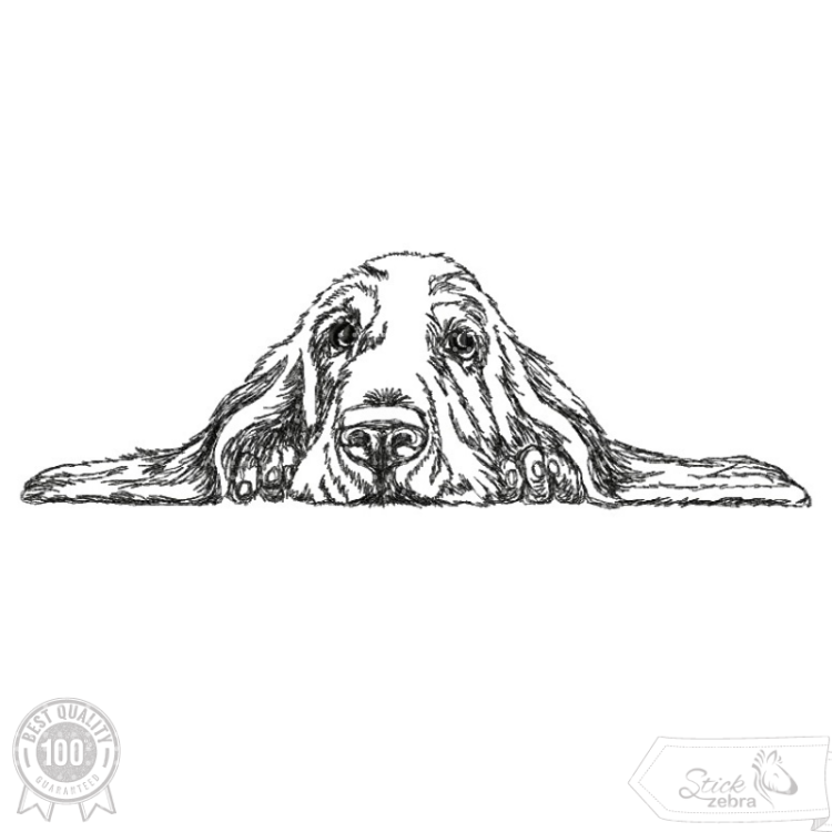 Stickdatei Stickzebra Hund Basset | Stoffe Hemmers