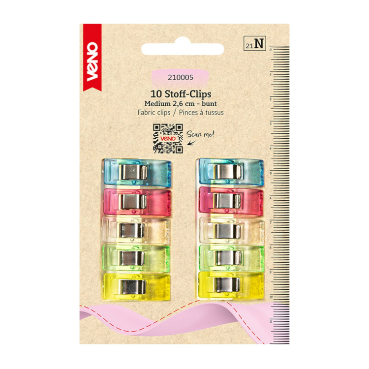 Stoff Clips Medium 2,6 cm, multicolor | Stoffe Hemmers