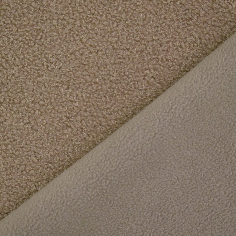 Tissu sherpa peluche teddy double face, marron clair | Tissus Hemmers