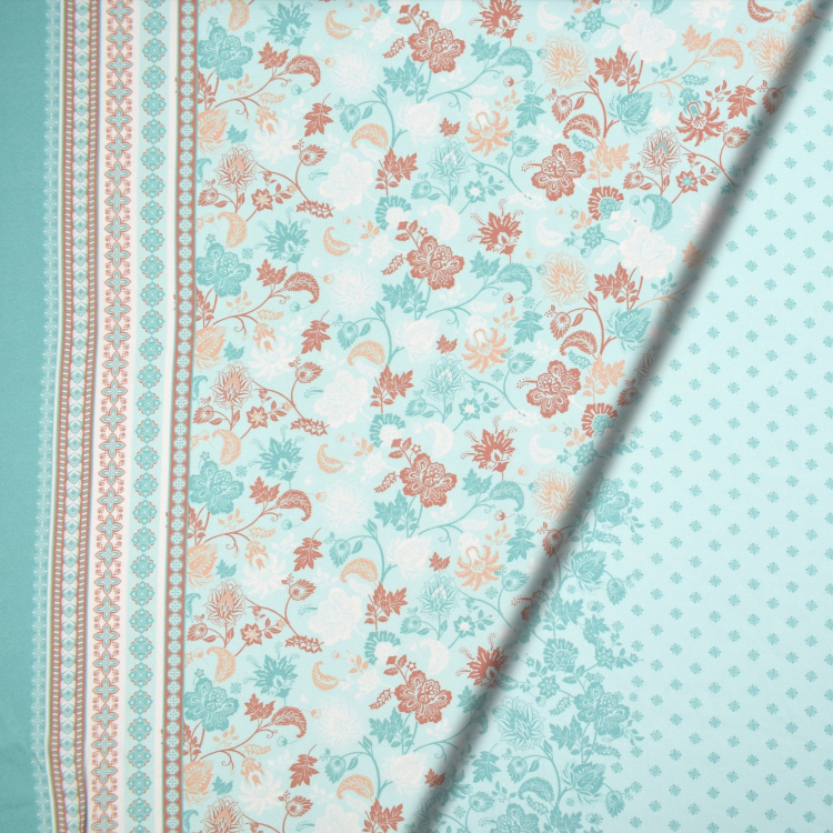 Tissu voile de viscose Border Fleurs Flowers, menthe | Tissus Hemmers